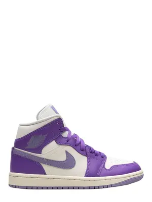 JORDAN Air 1 Mid Action Grape Sneakers - White