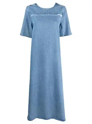 GANNI Scoop-back Denim Midi Dress - Blue