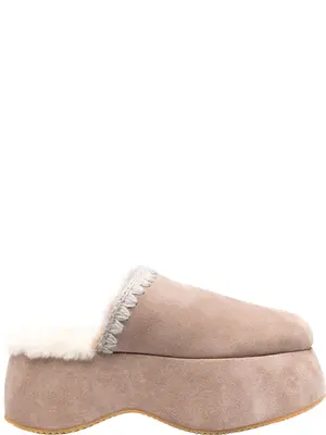 Mou Whipstitch 70mm Platform Slippers - Neutrals