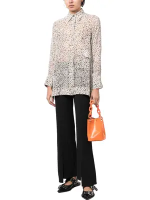 GANNI Floral-print Long-sleeve Shirt - White