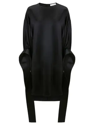 JW Anderson Tab Sleeve Satin-finish Minidress - Black