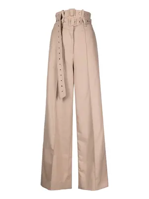 Rokh Belted Wide-leg Trousers - Neutrals