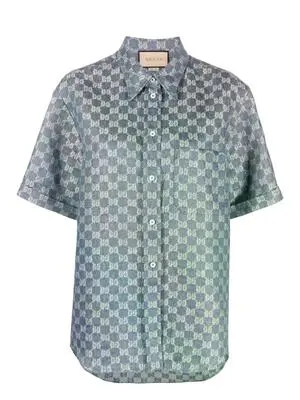 Gucci Gg Linen Jacquard Shirt - Blue