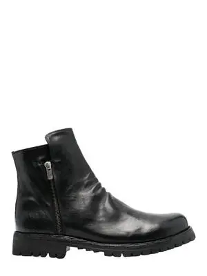 Officine Creative Iconik Leather Zip-up Boots - Black