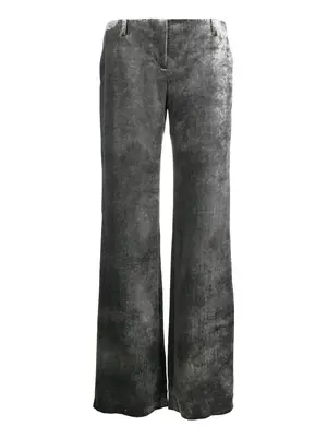 Alberta Ferretti Crushed-velvet Trousers - Silver