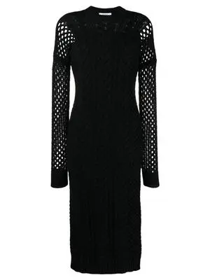 Max Mara Mesh Panelled Midi Dress - Black