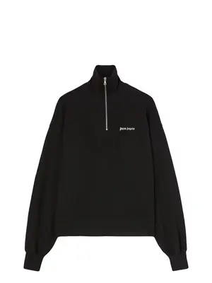 Palm Angels Logo-embroidered Half-zip Sweatshirt - Black