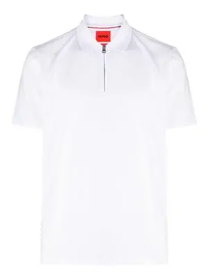 Hugo Half-zip Cotton-blend Polo Shirt - White