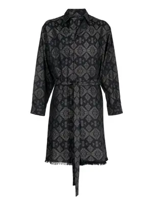 Yohji Yamamoto Graphic-print Cotton Trench Coat - Black