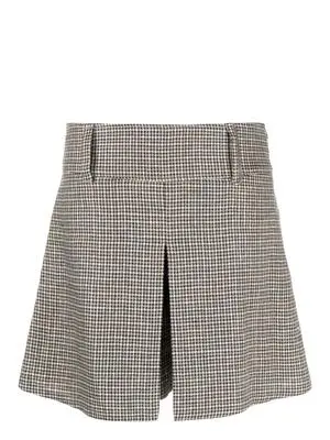 Brunello Cucinelli Houndstooth-pattern Linen-blend Skort - Neutrals