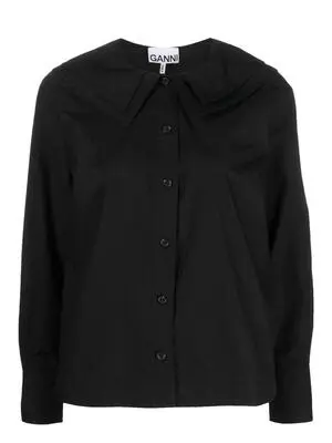 GANNI Layered Bib-collar Shirt - Black