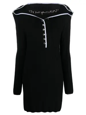 Y/project Ruffle-collar Merino Wool Minidress - Black
