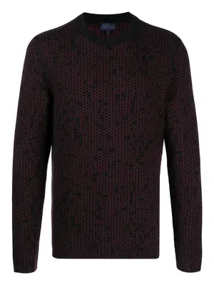 LANVIN Intarsia Knit Wool Jumper - Red