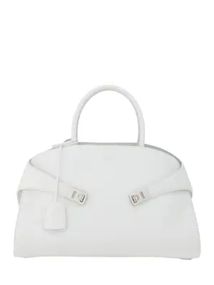 FERRAGAMO Medium Hug Leather Tote - White
