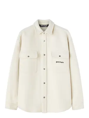 Palm Angels Logo-embroidered Twill Shirt Jacket - White