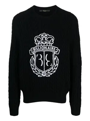 BILLIONAIRE Logo-embroidered Knitted Jumper - Black