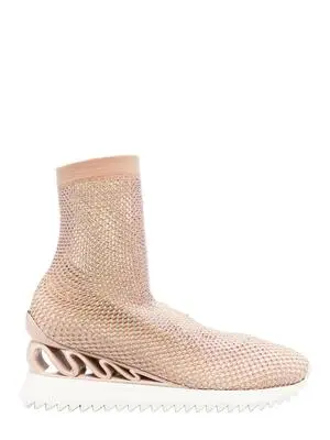 LE SILLA Gilda Crystal-embellished High-top Sneakers - Neutrals