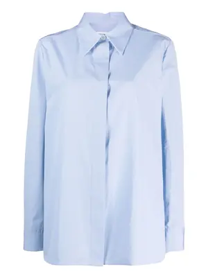 JIL SANDER Concealed Fastening Striped Shirt - Blue
