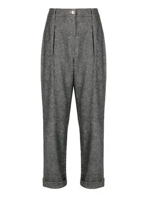Brunello Cucinelli Cropped Wool-blend Trousers - Grey