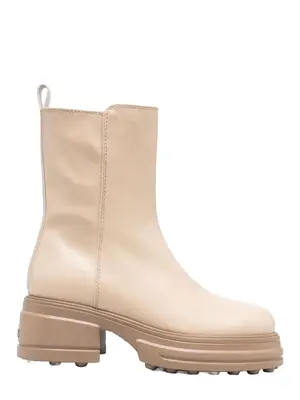 TOD'S Zip-up Leather Boots - Neutrals