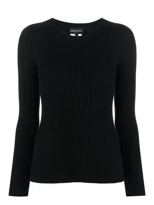 Emporio Armani Seamless Ribbed-knit Jumper - Black