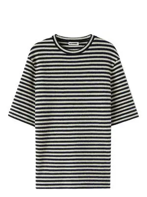 JIL SANDER Stripe-pattern Round-neck T-shirt - Black