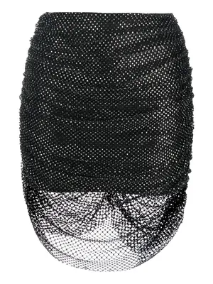 Giuseppe Di Morabito Rhinestone-embellished Mesh Miniskirt - Black