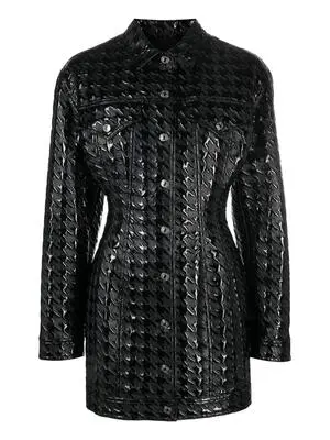 MSGM Embossed Faux Leather Shirt Jacket - Black