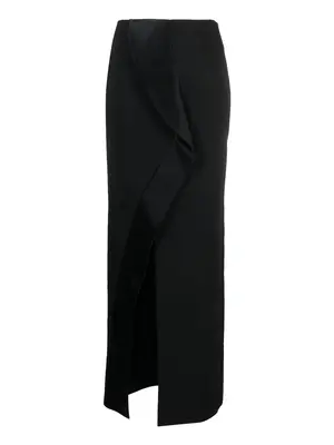 GENNY High-waisted Maxi Skirt With Draped Detail - Black