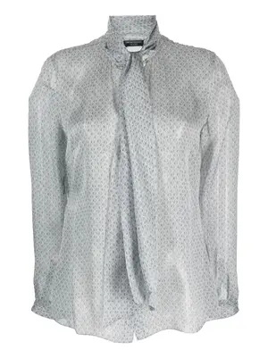 Emporio Armani Geometric-pattern Silk Blouse - Grey