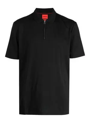 Hugo Half-zip Cotton Blend Polo Shirt - Black