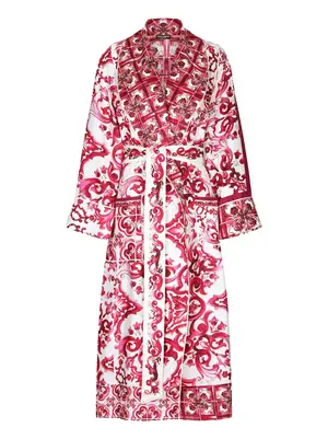 Dolce & Gabbana Maiolica-print Silk Coat - Pink