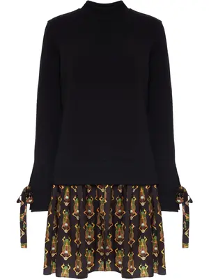 La DoubleJ Graphic-print Layered Minidress - Black