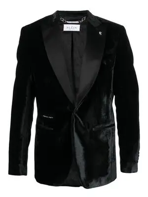 Philipp Plein Single-breasted Velvet Blazer - Black