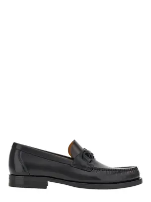FERRAGAMO Gancini Plaque 35mm Leather Loafers - Black