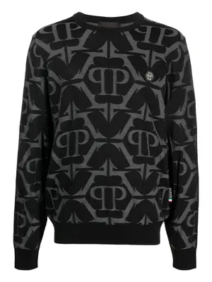 Philipp Plein Patterned Intarsia Sweatshirt - Black