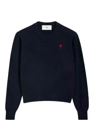 Ami Crew-neck Merino Wool Jumper - Blue