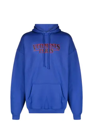 Vetements Logo-print Cotton Hoodie - Blue