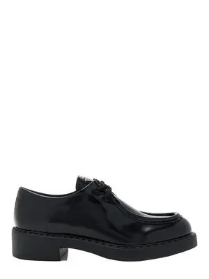 Prada Logo-detailed Leather Oxford Loafers - Black