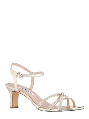 Nina Embellished Ankle Strap Sandal - Platino