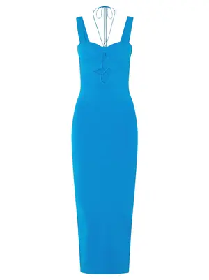 Galvan Kali Cutout Knit Midi Dress Azure