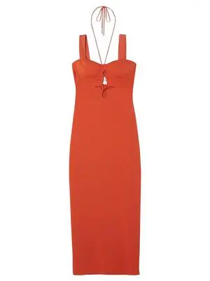 Galvan Kali Cutout Knit Midi Dress - Orange