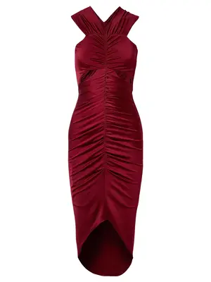ET OCHS Off-the-shoulder Cutout Ruched Midi Dress - Crimson
