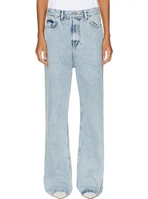Wardrobe.NYC Low Rise Straight Jeans - Blue