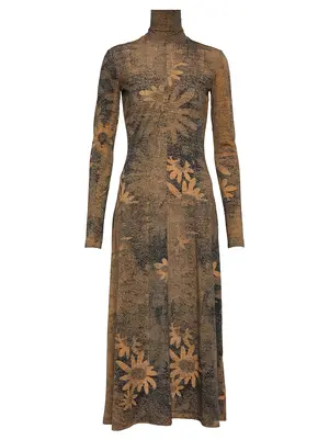 MAISON MARGIELA Floral Midi Dress - Brown