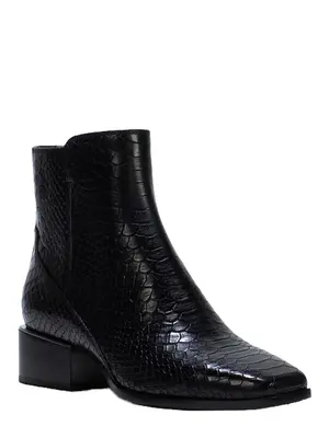DONALD PLINER Snakeskin Embossed Bootie - Black
