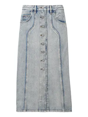 MARANT ETOILE Vandy Paneled Denim Midi Skirt - Blue