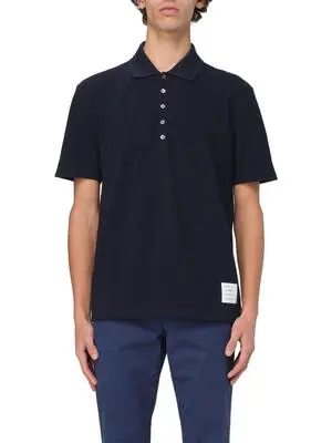 Thom Browne Cotton Piqué Polo With Logo - Blue