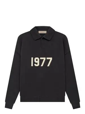 Fear Of God Knit Long-sleeve Polo 'iron' Black