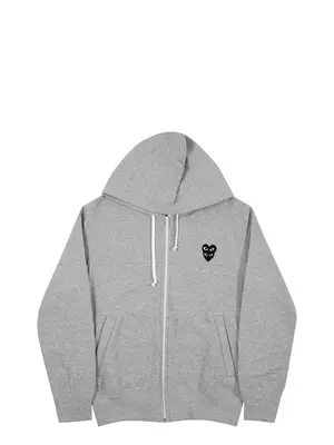 Play Comme Des Garcon Heart Logo Zip Up Hoodie - Grey